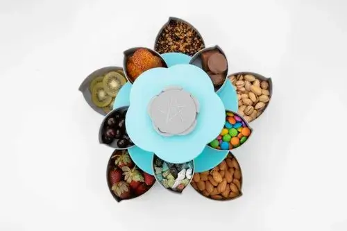 Double Layered Dry Fruit Candy Box with Flower Shape for Storage ...